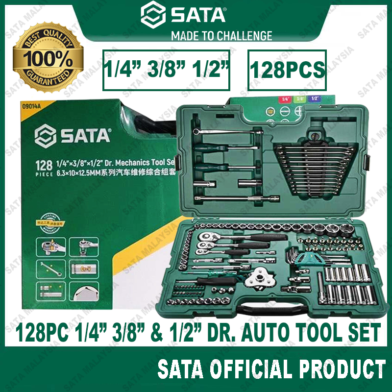 SATA 128Pc. 1/4" 3/8" 1/2" Dr. Mechanics Tool Set/Set Alat Mekanik 128 ...