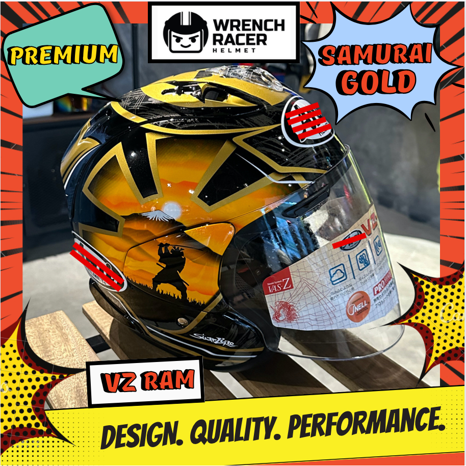 Helmet VZ RAM Samurai Gold / Visor VZ RAM (Premium 1 to 1) | Shopee ...