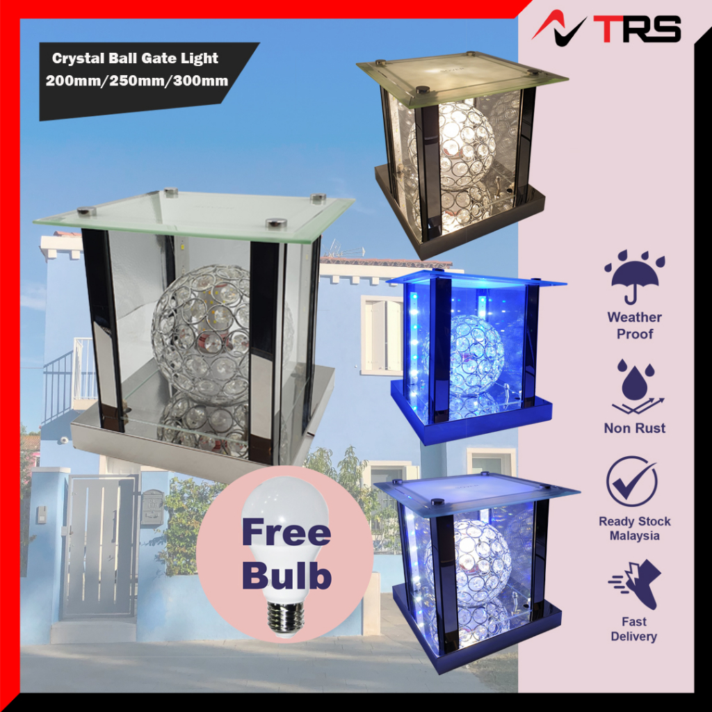 200MM 8 Inch Crystal Ball gate light gate lamp lampu tiang FREE BULB ...