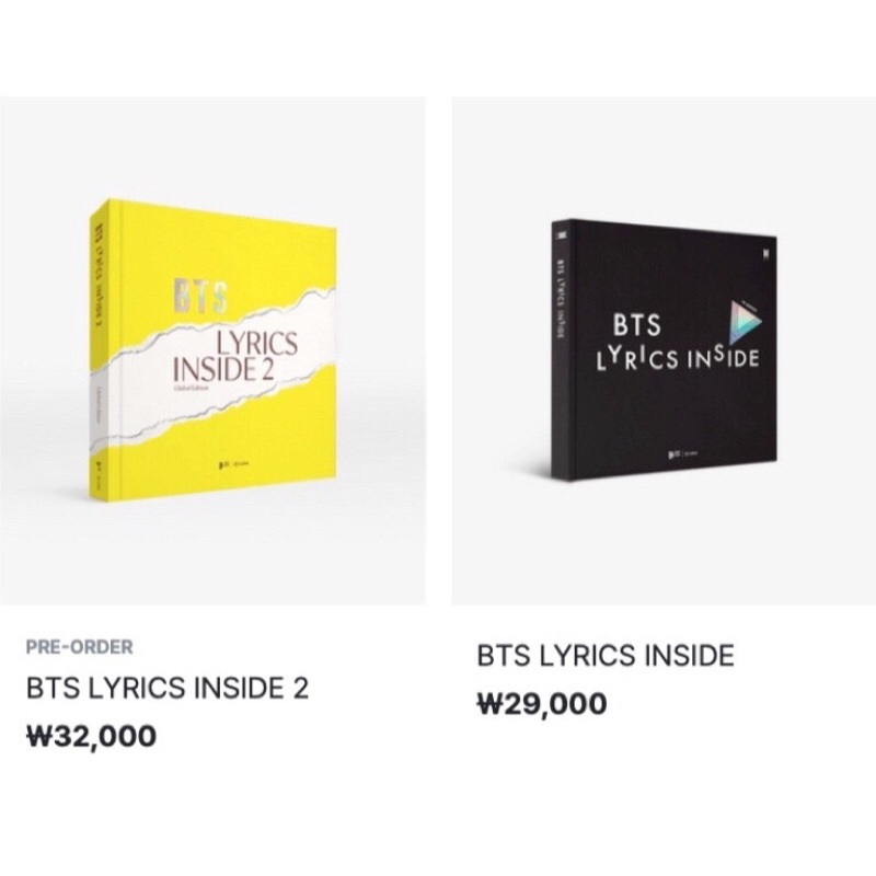 BTS Lyrics Inside 1 / 2 (sealed full set) | Shopee Malaysia