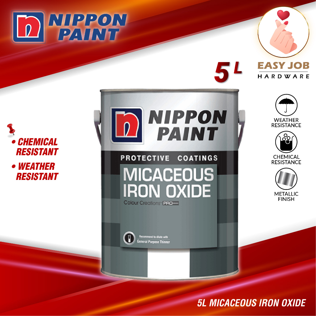 5L Nippon Paint Micaceous Iron Oxide Metal Paint Cat Minyak Paint ...