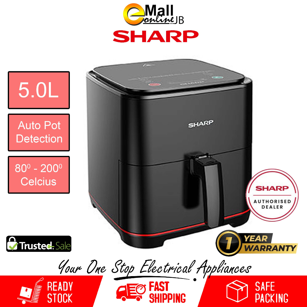 SHARP Air Fryer KFAF50 KFAF50MBK (5L) with Touch Control, hyperboloid ...