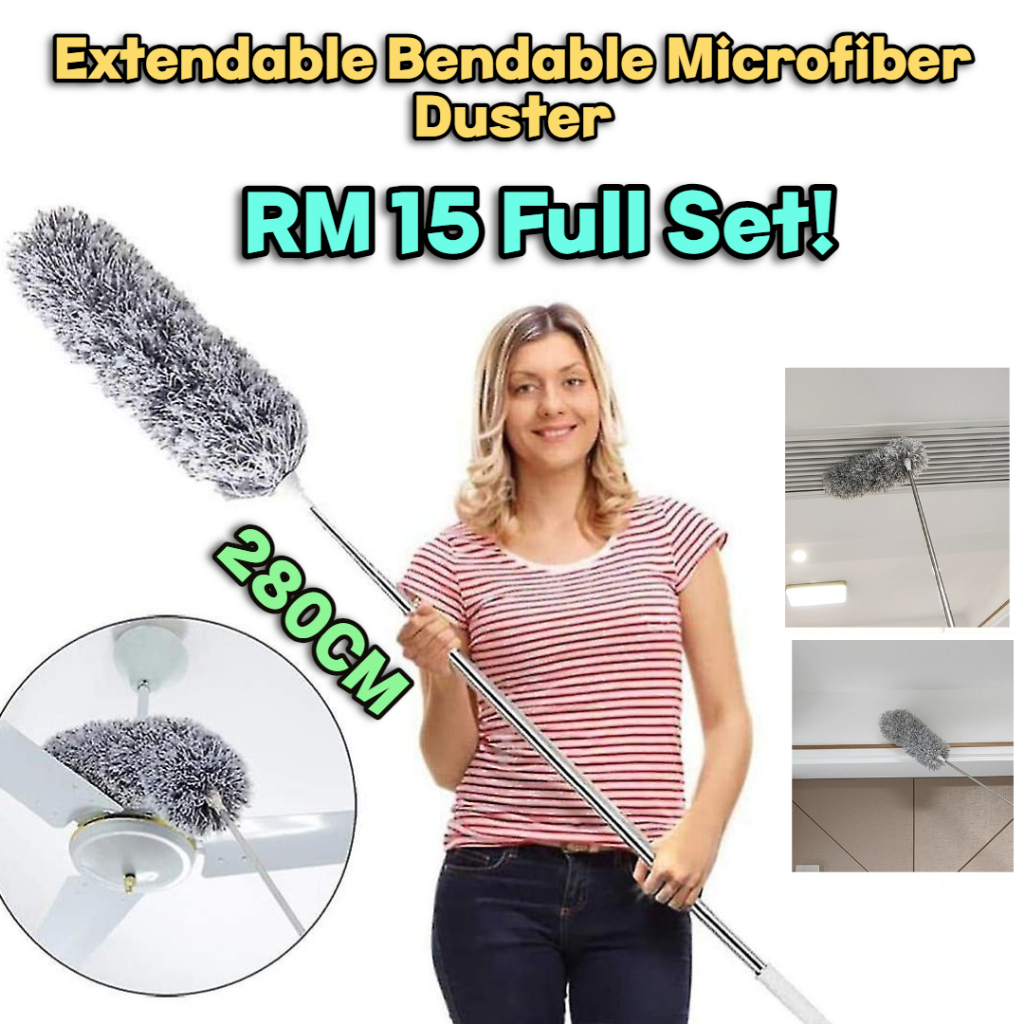𝟮𝟴𝟬𝗖𝗠 》 Extra Long Duster Extendable Bendable Microfiber Feather Broom ...