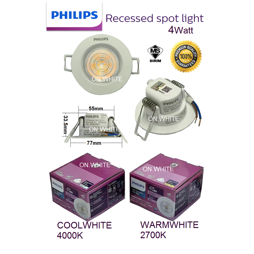 PHILIPS SL201 Recessed LED Eye Ball 4W Spot Light 2700K (WarmWhite ...