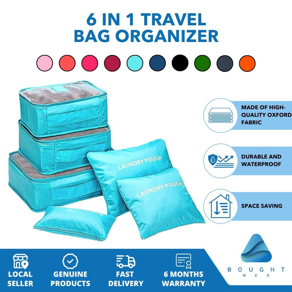6 in 1 Travel Bag Organizer Set Pouch Luggage Makeup Storage Clothing ...