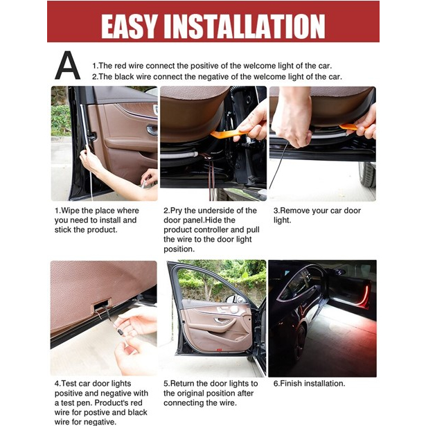 Car LED Door Opening Warning Lights Strips Anti Rear-end Collision ...