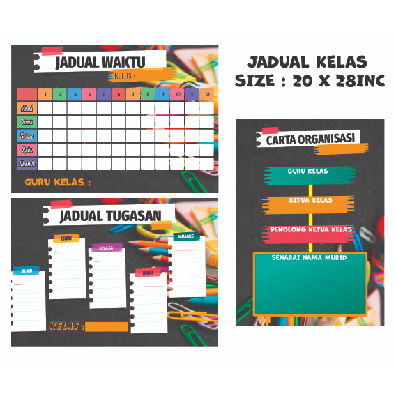 Set Jadual Waktu Kelas - Jadual Waktu Keceriaan - Banner sekolah - set ...