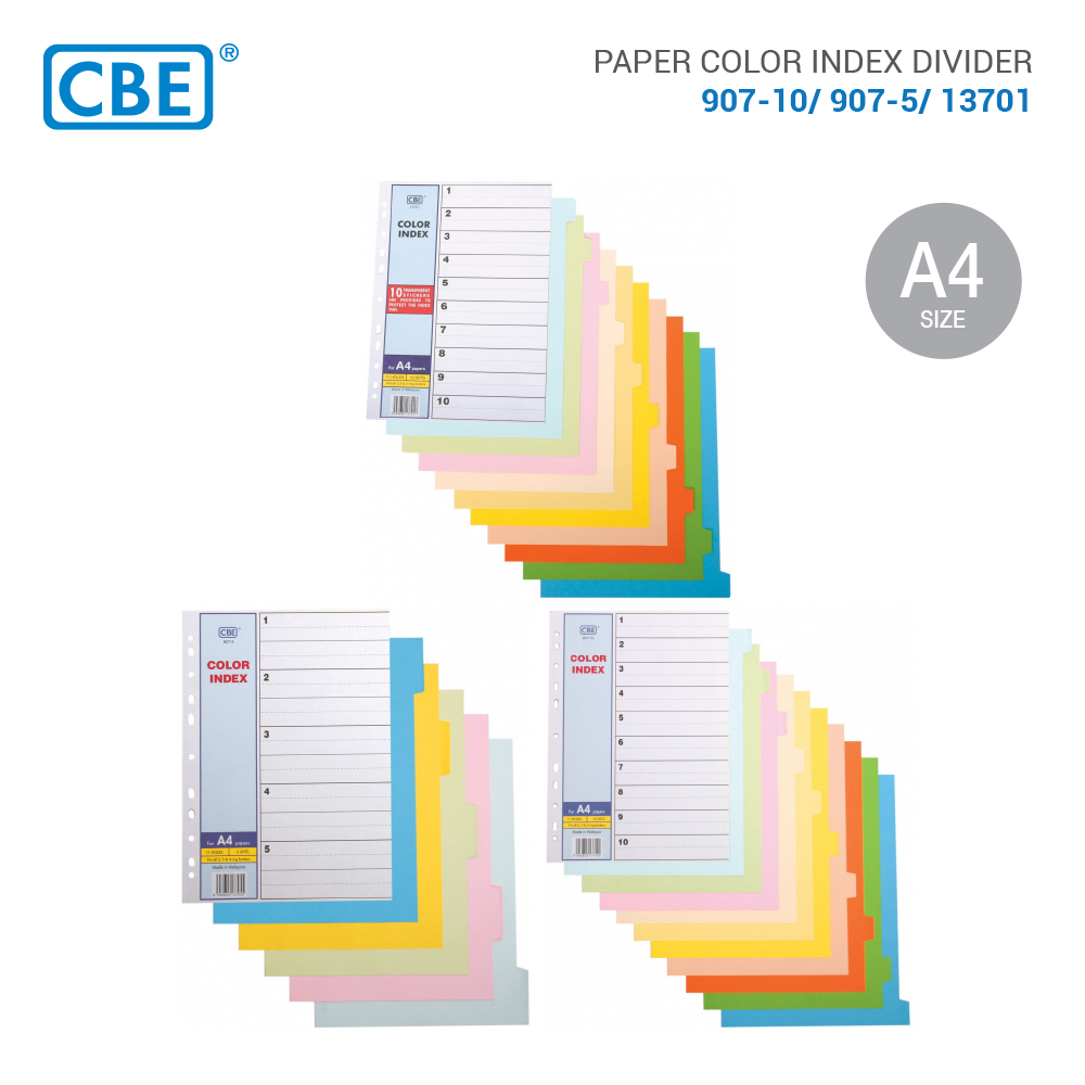CBE Paper Colour Index Divider A4 | 5/ 10 Colours | Fit for 11 Holes 2 ...
