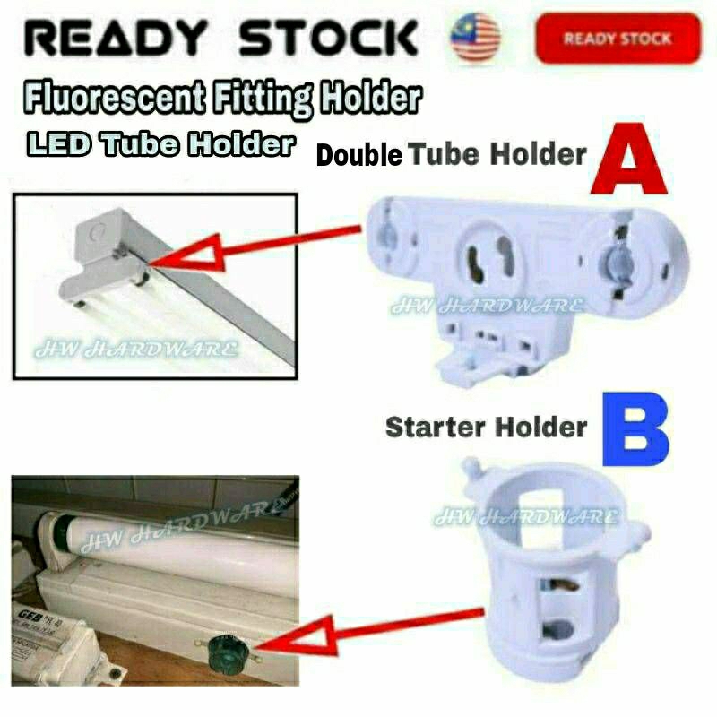 T8 LED or Fluorescent Lamp Starter Holder / Double Tube Holder/ Single ...
