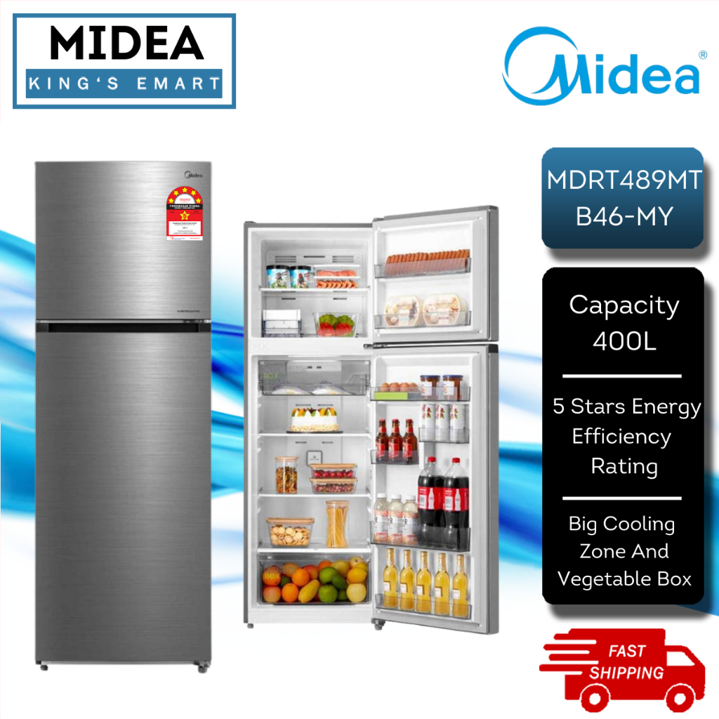 MIDEA 400L Refrigerator 2 Door Inverter Quattro Fridge MDRT489MTB46-MY ...