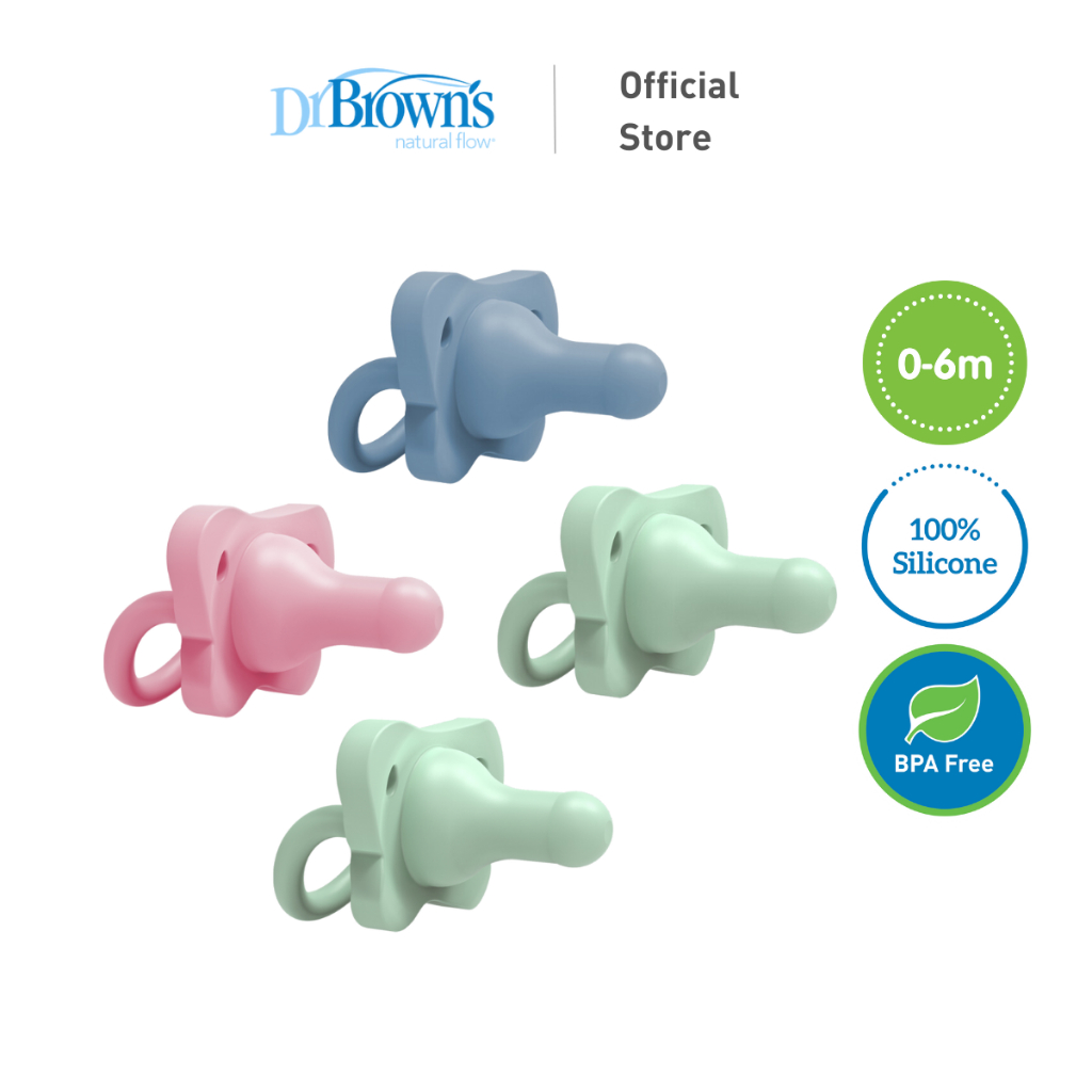 Dr. Brown's HappyPaci™ Silicone Baby Pacifier for 0-6months, Pink/Blue ...