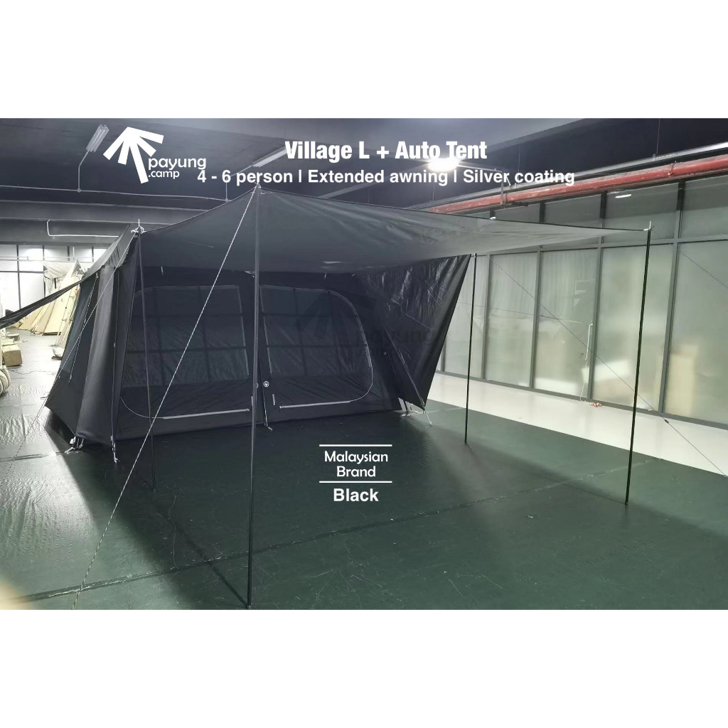 PAYUNG.CAMP Village L+ Ver1.2 Alloy Frame 300D Honeycomb Ripstop Silver Coating Oxford 7 Awning ...