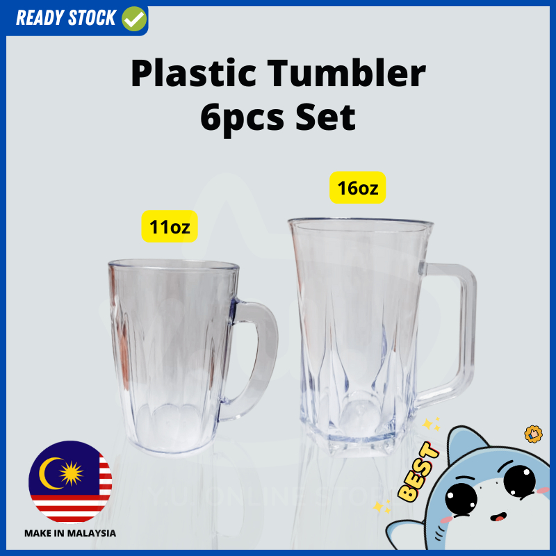 YU Ready Stock 6pcs set Plastic Tumbler / Plastic Mug / Plastic Cup ...