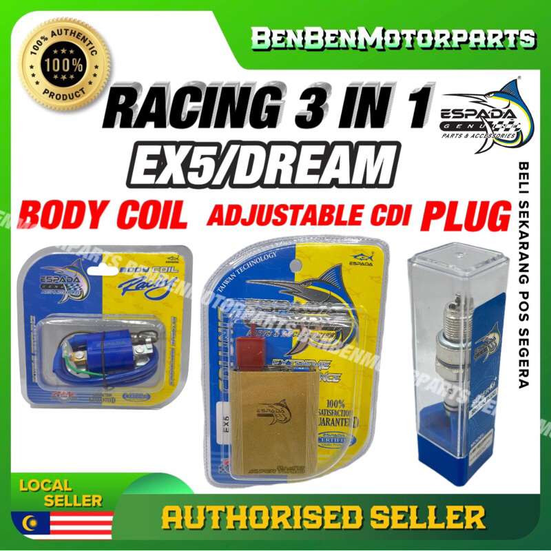 EX5 ESPADA Racing CDI (Adjustable)+ Spark Plug Espada + APIDO Plug Coil ...