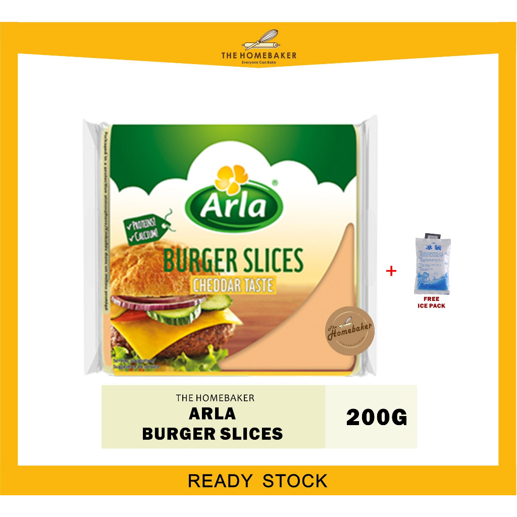 ARLA BURGER SLICES CHEDDAR TASTE | 200G | Homebaker | Halal | Shopee ...