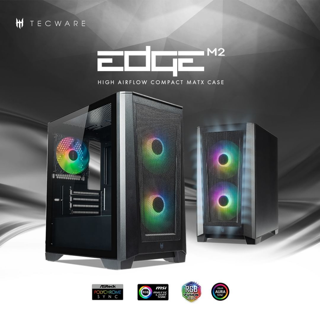 TECWARE Edge M2 ARGB Tempered Glass mATX Case - 3x ARGB Fan Preinstalled | Shopee Malaysia