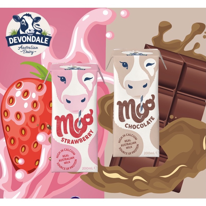 Devondale Moo Chocolate / Strawberry Milk 200 ml | Susu Devondale Moo ...
