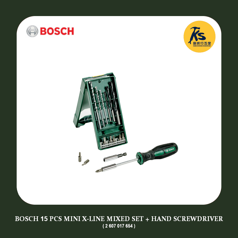 BOSCH 15 PCS Mini X-Line Mixed Set + Hand Screwdriver ( 2 607 017 654 ...