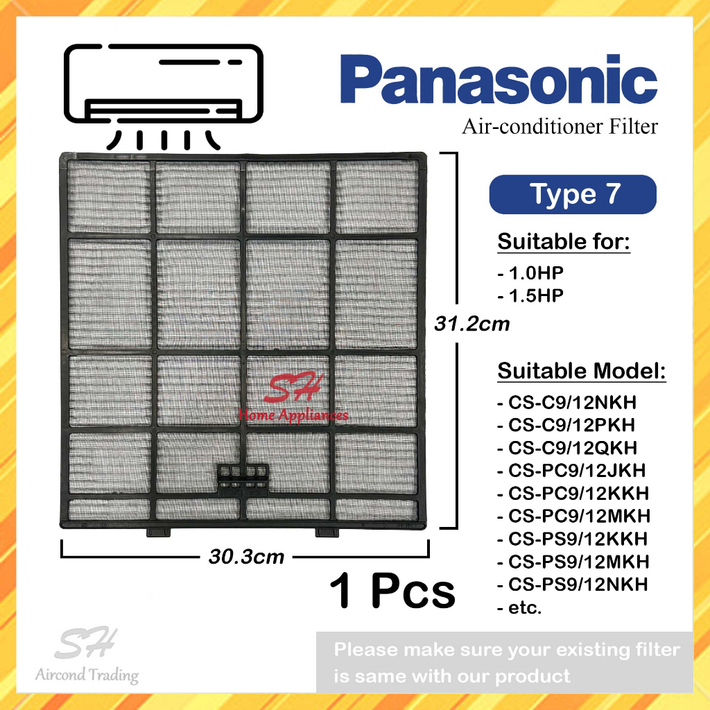 [1pcs] Original Panasonic Aircond Filter 1.0HP 1.5HP 2.0HP 2.5HP 3.0HP ...