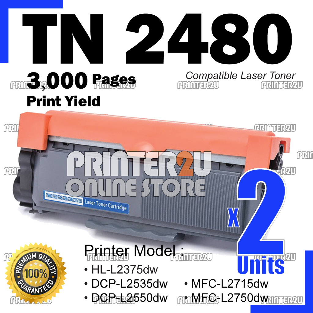 2x TN2480 TN-2480 DR2455 Compatible Toner / Drum Brother L2535dw DCP ...