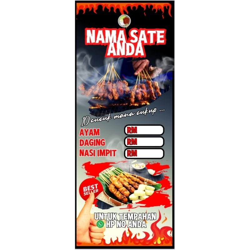 banner bunting niaga murah satay sate kepak ayam Madu chicken wing siap ...
