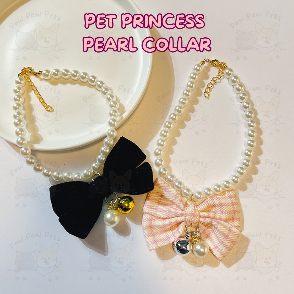Pet Cat & Dog Collar Pearl Princess Style Ribbon | Leher Tali Kucing ...