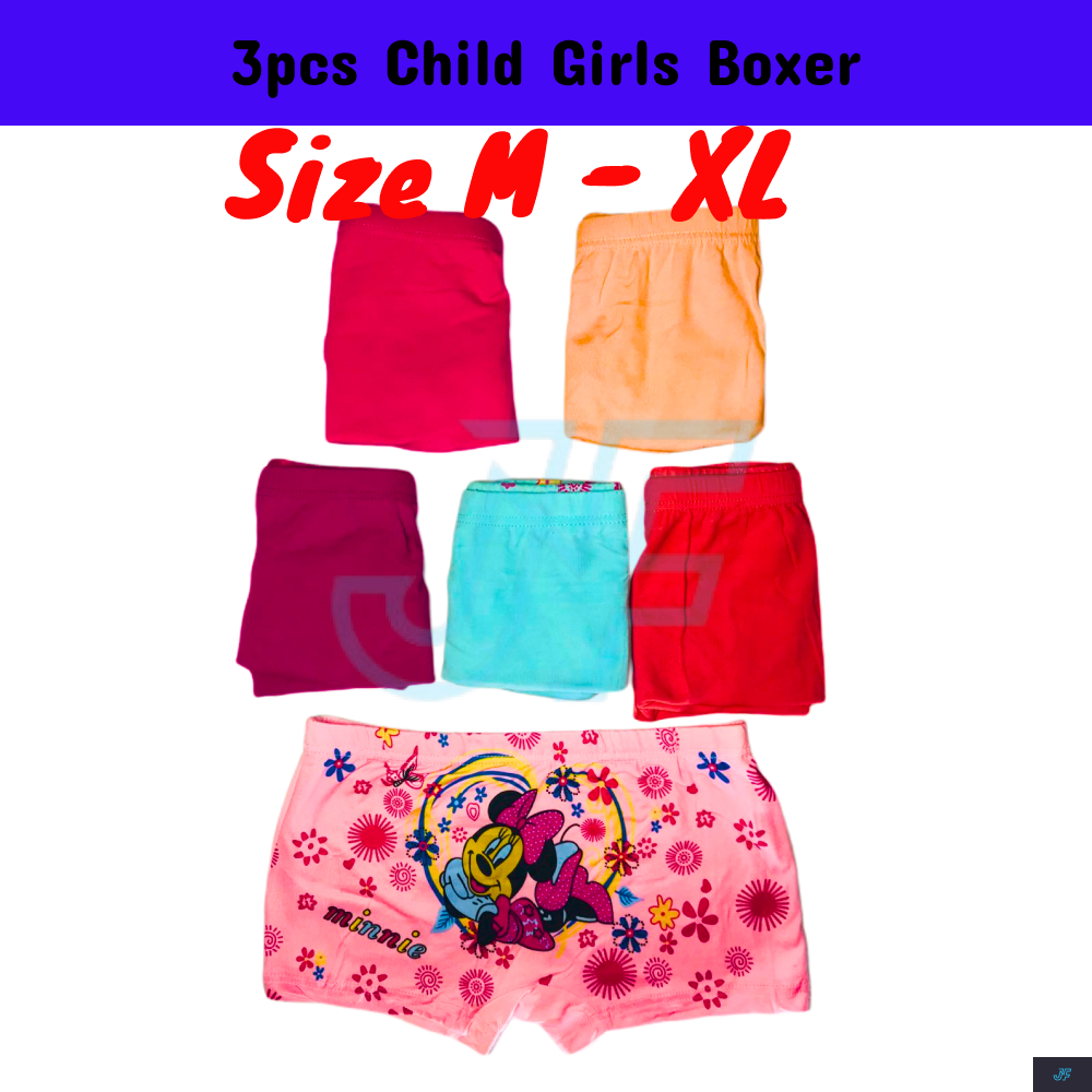 3 Pcs Child Girl’s Underwear GIRL’S BOXER ( RANDOM - MIX COLOUR ) SIZE ...