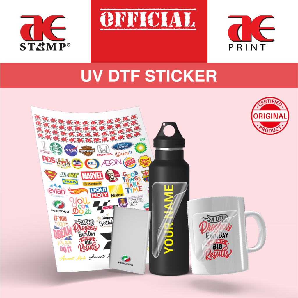 Sticker UV DTF Custom | Cetakan Sticker Premium A3 A4 | Label Nama Logo ...