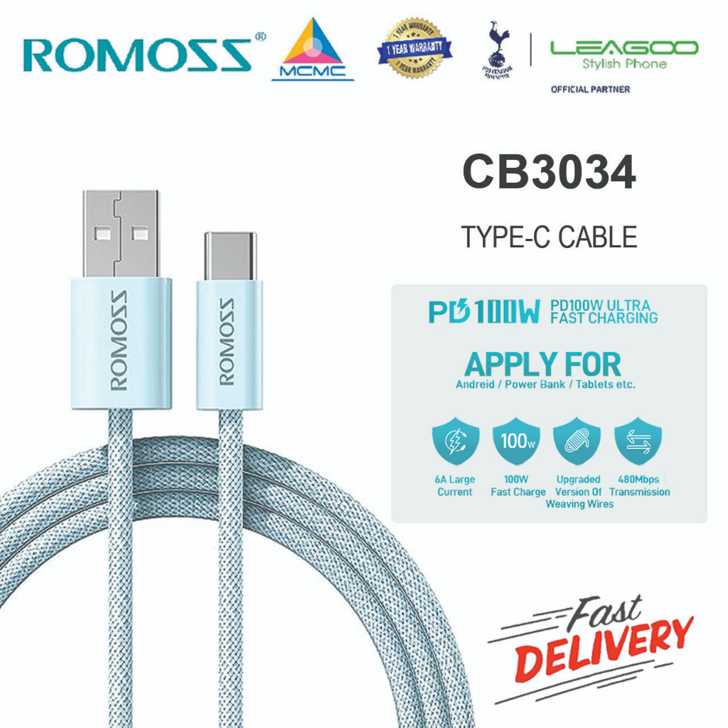 Romoss 1M Data Cable 6A Fast Charging High Compatibility Type C ...