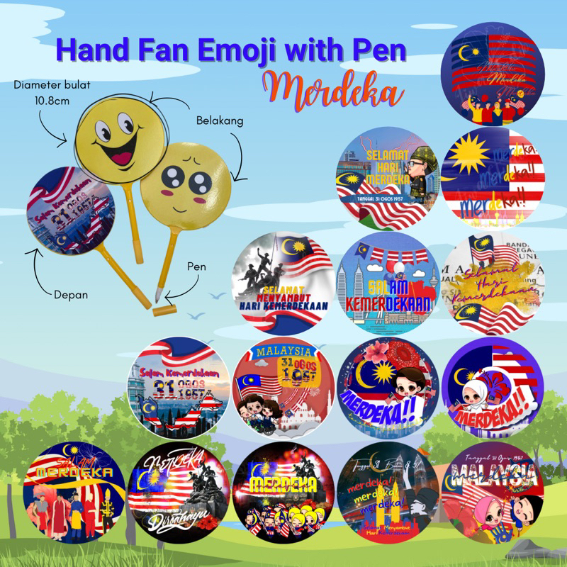 Hand Fan Emoji with Pen Hari Kemerdekaan | Doorgift | Souvenir ...
