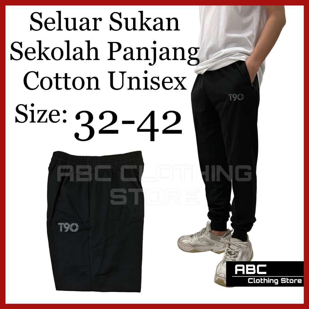 Seluar Trek Hitam Sukan Kaki Bercekak/ Seluar Track Cotton Cekak Bawah ...