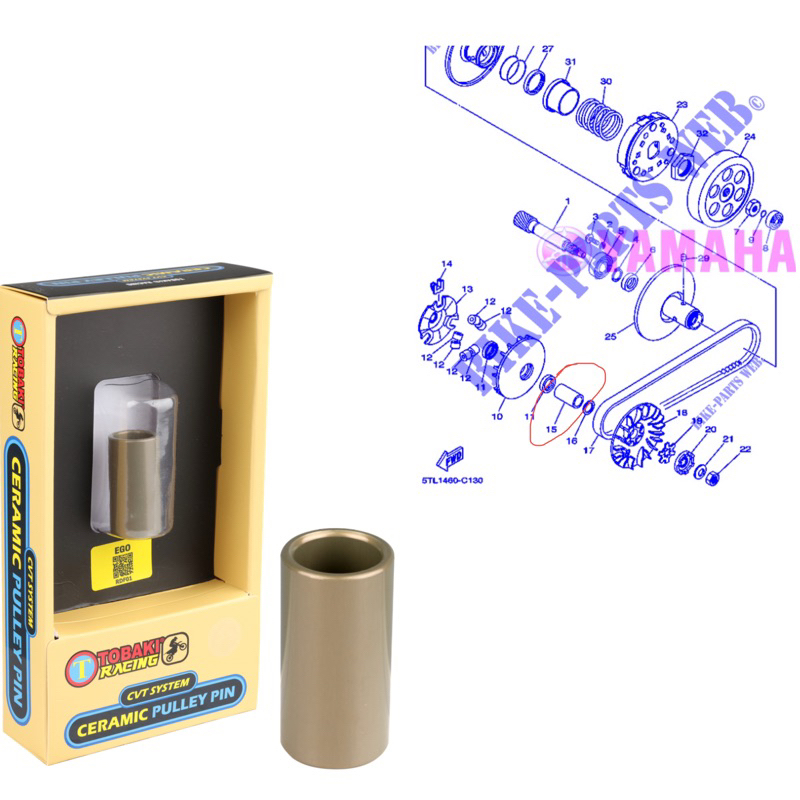 TOBAKI EGO EGO-S 115 NOUVO 115 CERAMIC CVT FRONT PULLEY COLLAR GUIDE ...
