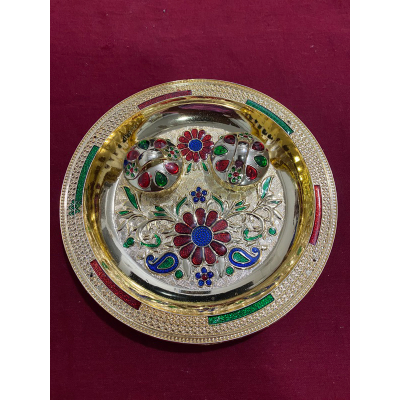 Thamboolam Meenakari Manjal Kumkum Tray (Plate with Dibbi) | Shopee ...