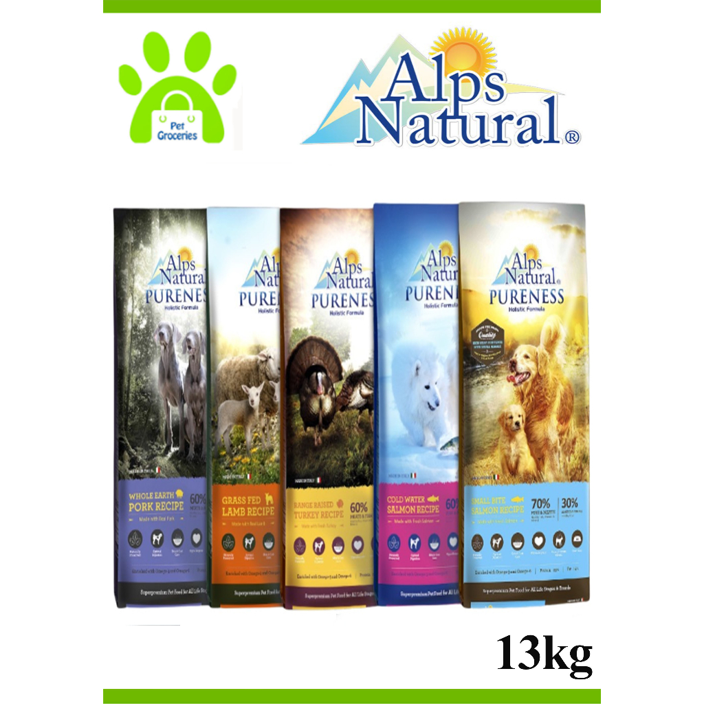 Alps Natural Pureness Dog Food 13kg ( Pork / Turkey / Salmon /Lamb ...