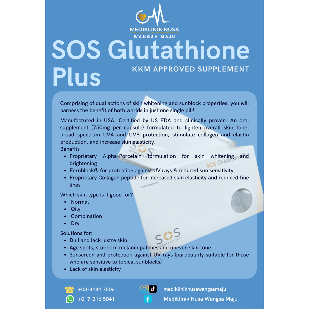 SOS GLUTATHIONE PLUS CAPSULE (30 CAPSULES) | Shopee Malaysia