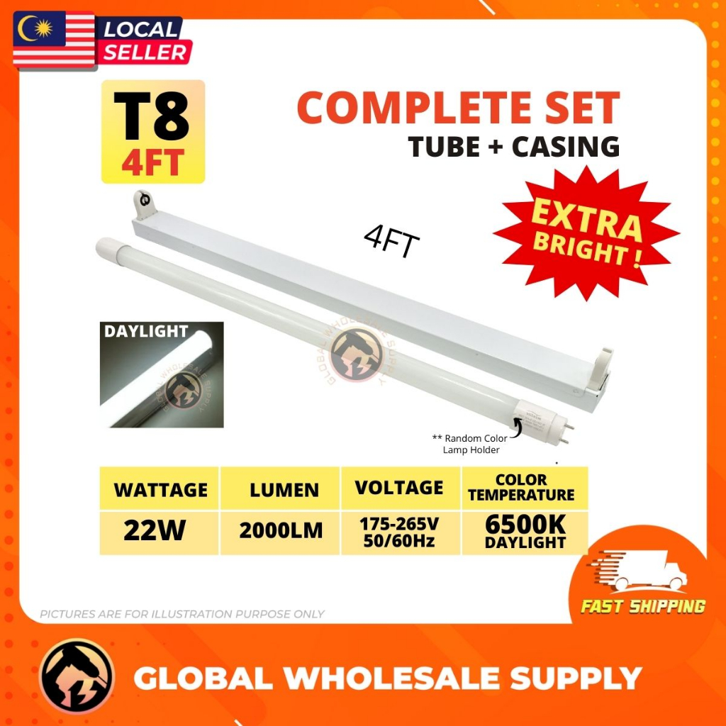 [FULL SET] 2FT 4FT T8 Lampu Kalimantang Set Led Tube Light Lampu Kalimantang LED Set Lampu ...