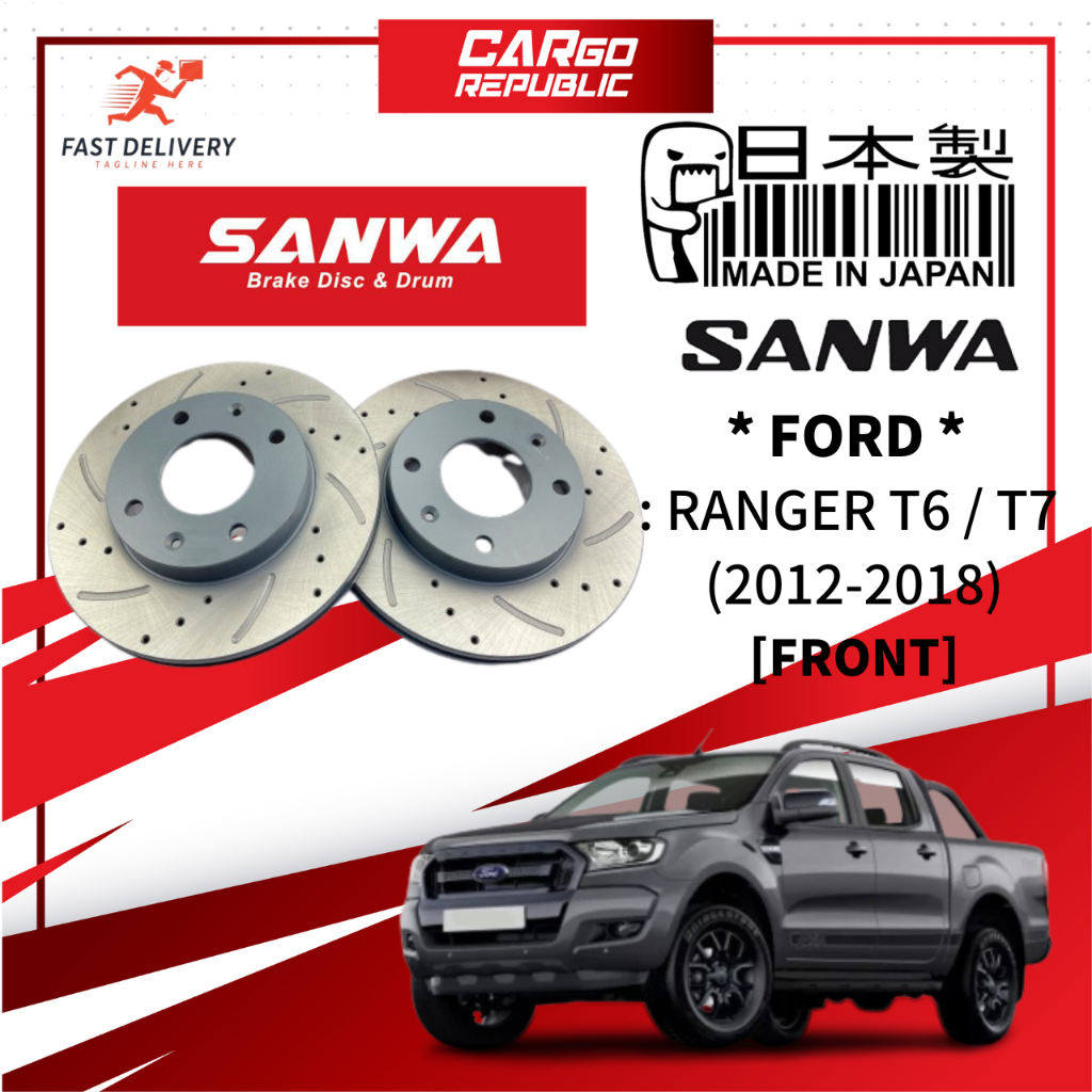 Sanwa Sport Disc Rotor Ford Ranger T6 / T7 2.2 / 3.2 (2012-2018) Front ...