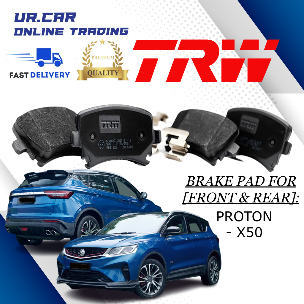 TRW PROTON X50 BRAKE PAD FRONT (DEPAN) & REAR (BELAKANG) 100% GENUINE ...