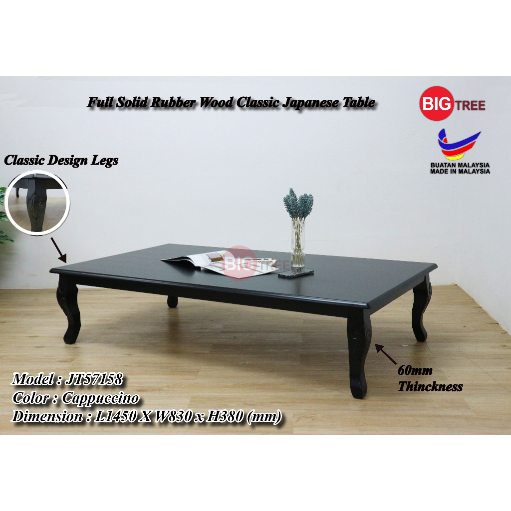 Big Tree Full Solid Rubber Wood Japanese Table / Full Solid Meja Jepun ...