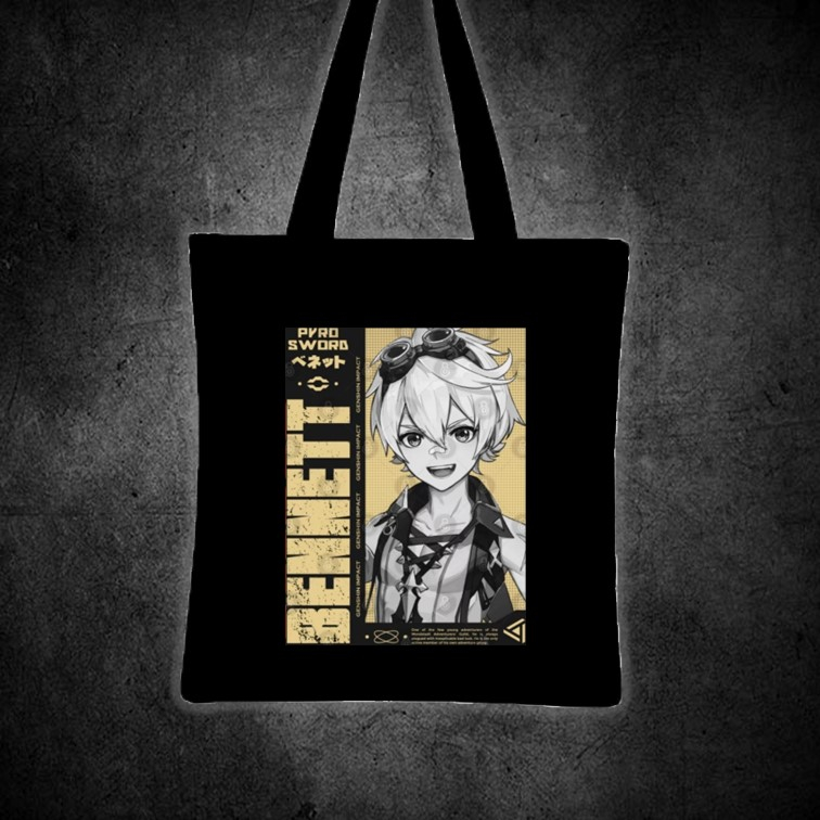 GENSHIN IMPACT BENNETT PYRO SWORD anime Printed tote bag canvas ...