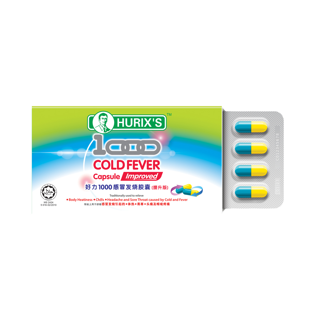 HURIX'S 1000 Cold Fever Capsule Improved (blister) | Shopee Malaysia