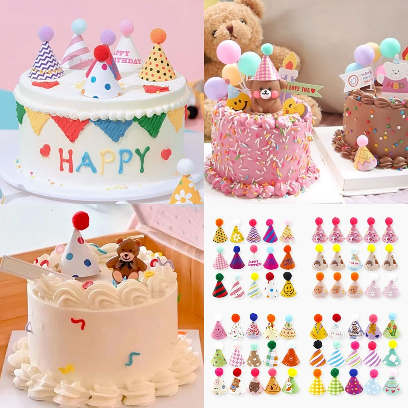5Pcs Korean Ins Style DIY Mini Party Hat Cake Topper Birthday Hat Cake ...