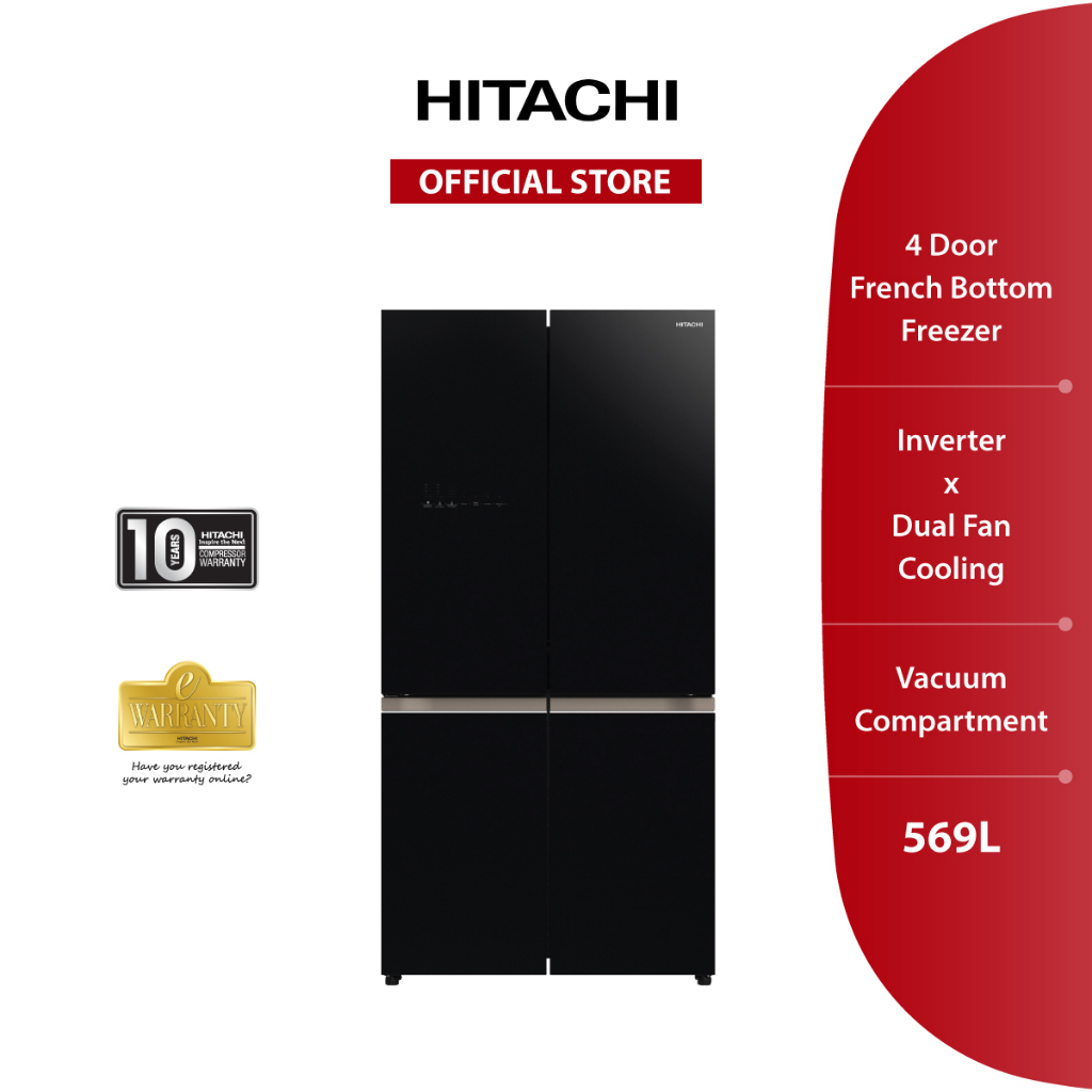 Hitachi Inverter 4 Door French Bottom Freezer Deluxe Refrigerator 569L ...