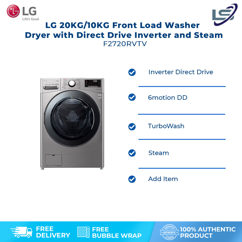 LG 20KG/10KG Front Load Washer Dryer with Direct Drive Inverter and ...
