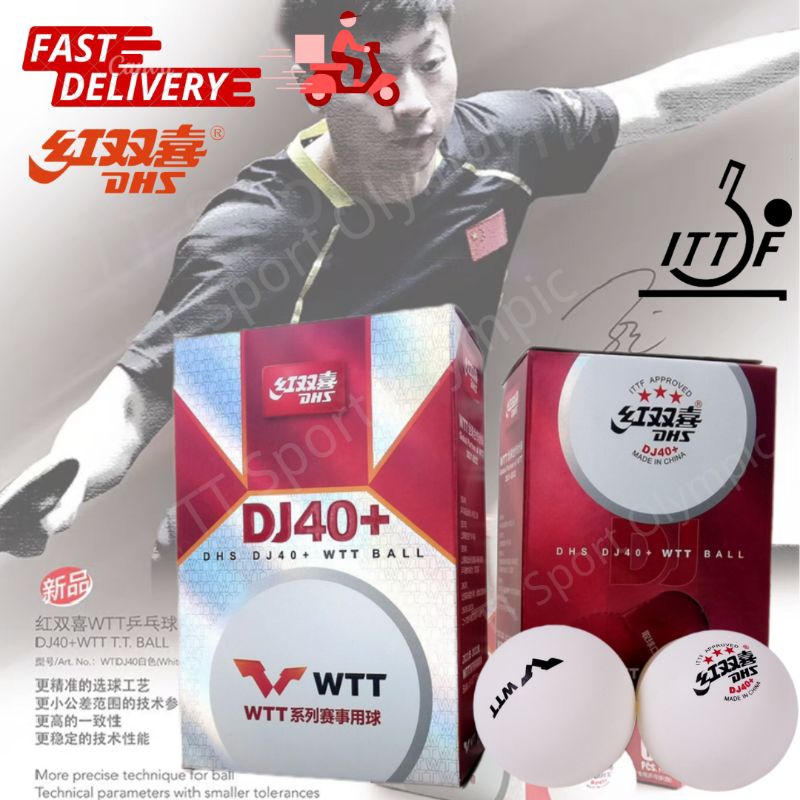 DHS WTT DJ40+ Best Quality Ball Table Tennis Sport 乒乓球运动 TT Sport Bola ...