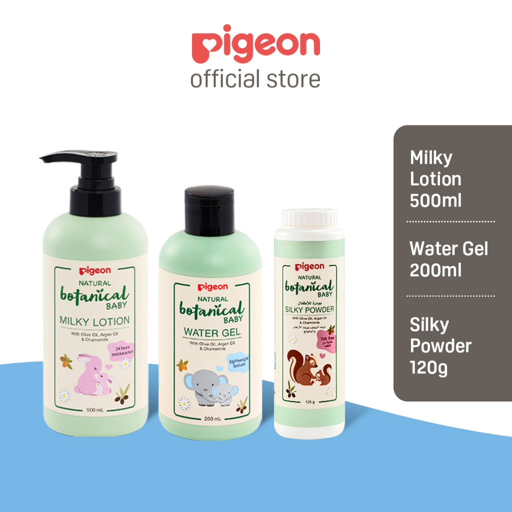 PIGEON Natural Botanical Baby Milky Lotion 500ml + Water Gel 200ml ...
