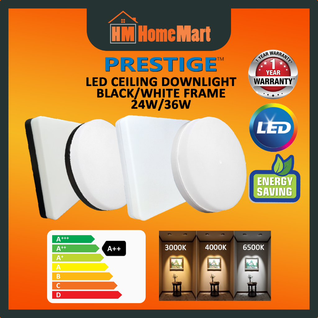 PRESTIGE LED Ceiling Downlight 24W/36W (Round/Square) (3000K/4000K ...