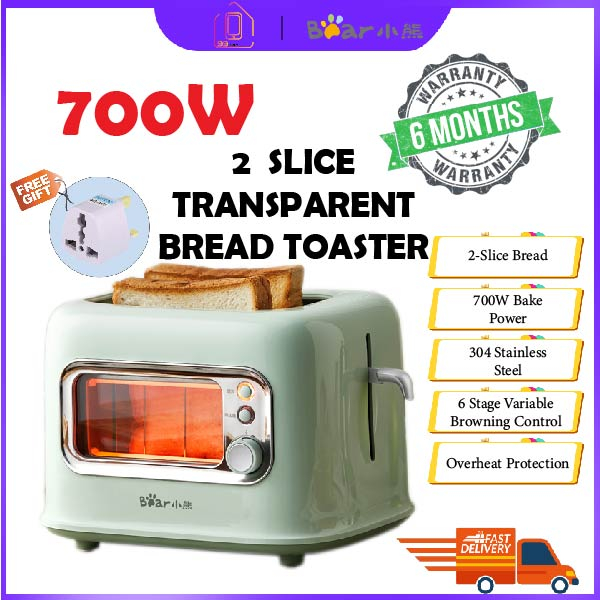 BEAR DSL-C02P8 Premium Bread Toaster with Transparent Window Breakfast ...