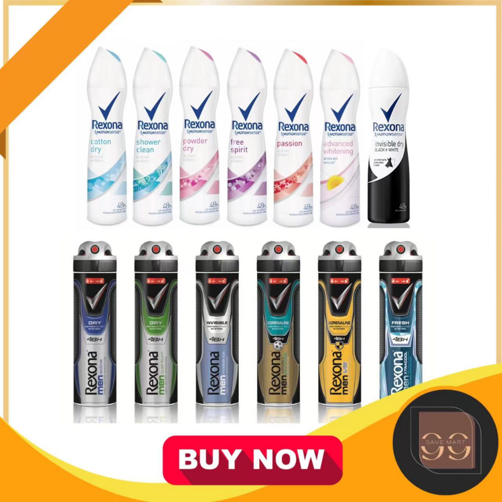 Rexona Deodorant Spray Men Women Anti Perspirant Passion Shower Clean ...