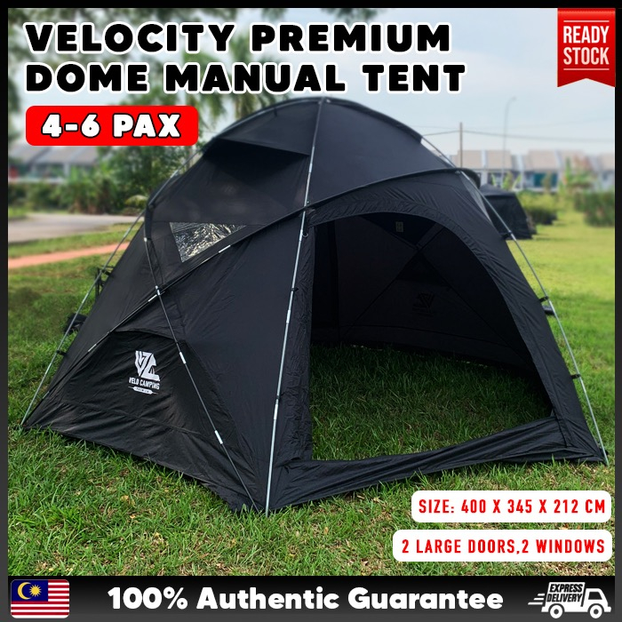 VELOCITY Camping Ball Tent Black Premium Water Resistant Outdoor ...